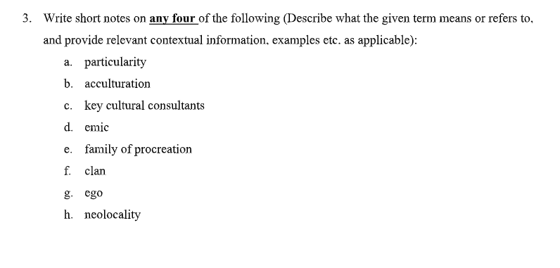 Solved 3. Write short notes on any four of the following | Chegg.com