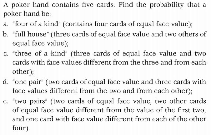 Solved A poker hand contains five cards. Find the | Chegg.com