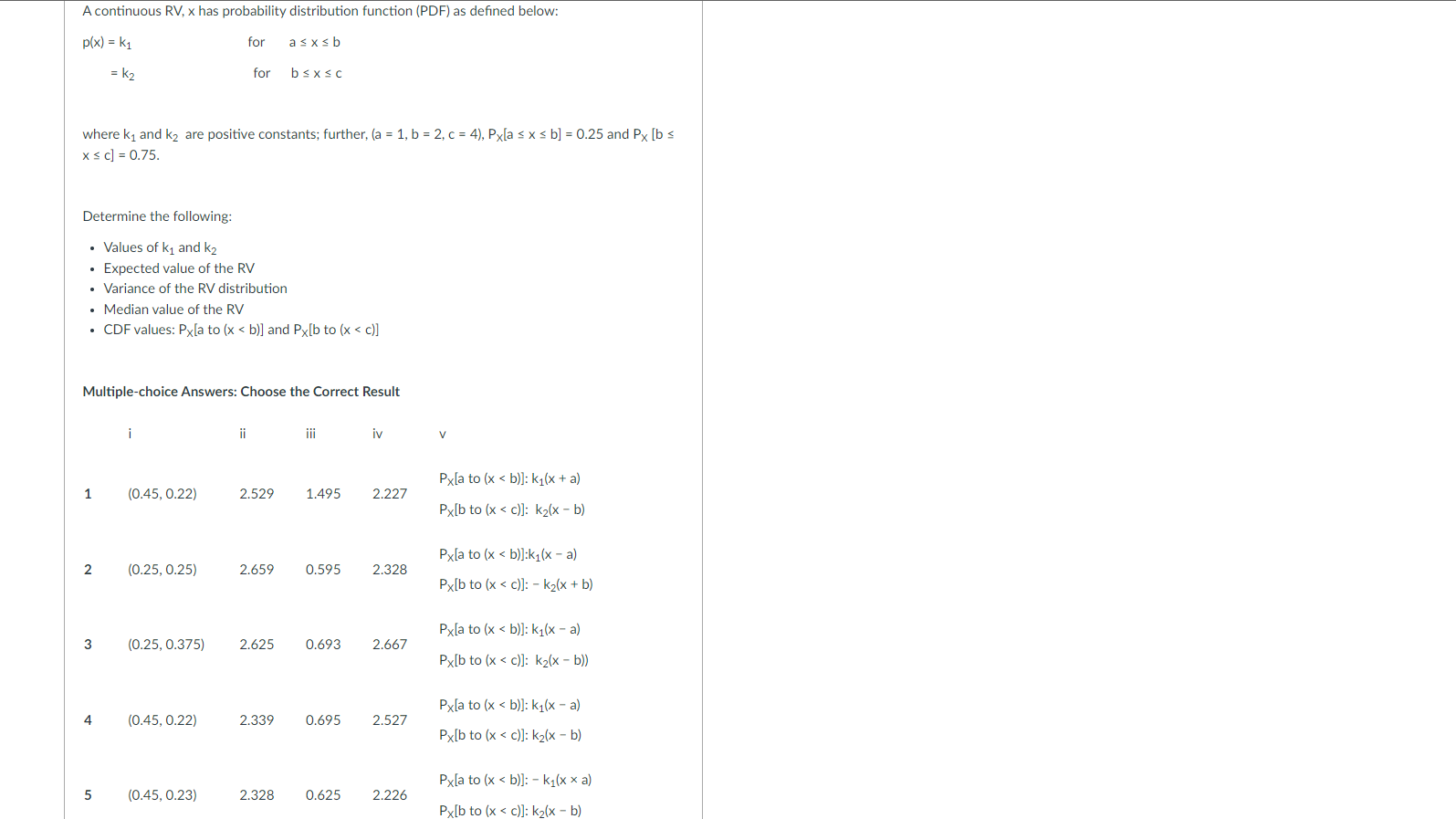 Solved A continuous RV, x has probability distribution | Chegg.com