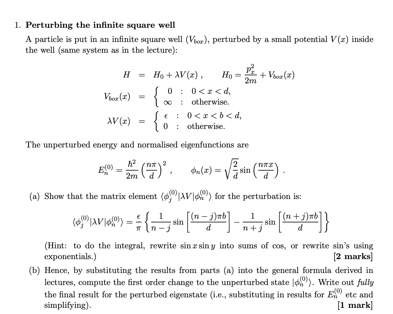Solved Perturbing the infinite square well A particle is put | Chegg.com