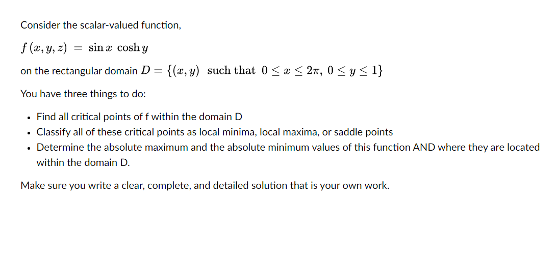 Solved Consider The Scalar Valued Function 