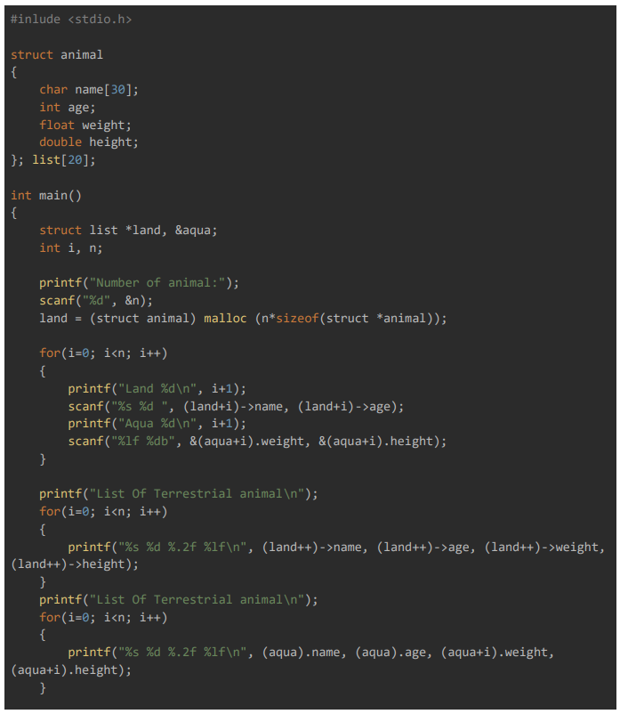 Solved Fix the following program to show the list of | Chegg.com