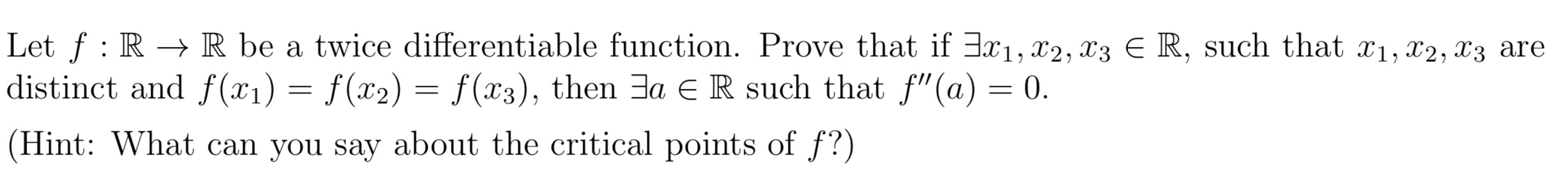 Solved Let f:R + R be a twice differentiable function. Prove | Chegg.com
