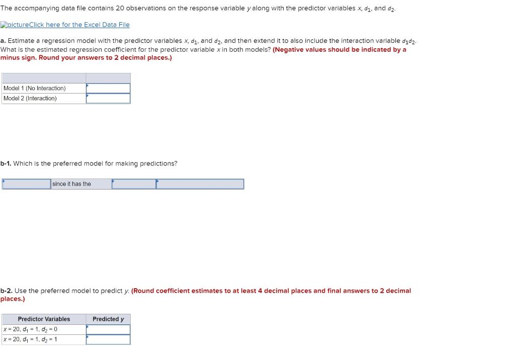 Solved The accompanying data file contains 20 observations | Chegg.com