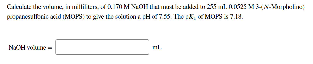 Solved Calculate the volume, in milliliters, of 0.170 M NaOH | Chegg.com