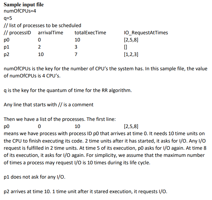 Solved q=5 // list of processes to be scheduled numOfCPUs is | Chegg.com