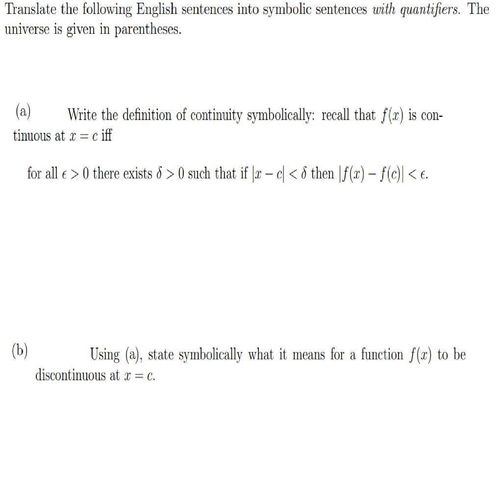 Solved Translate the following English sentences into | Chegg.com