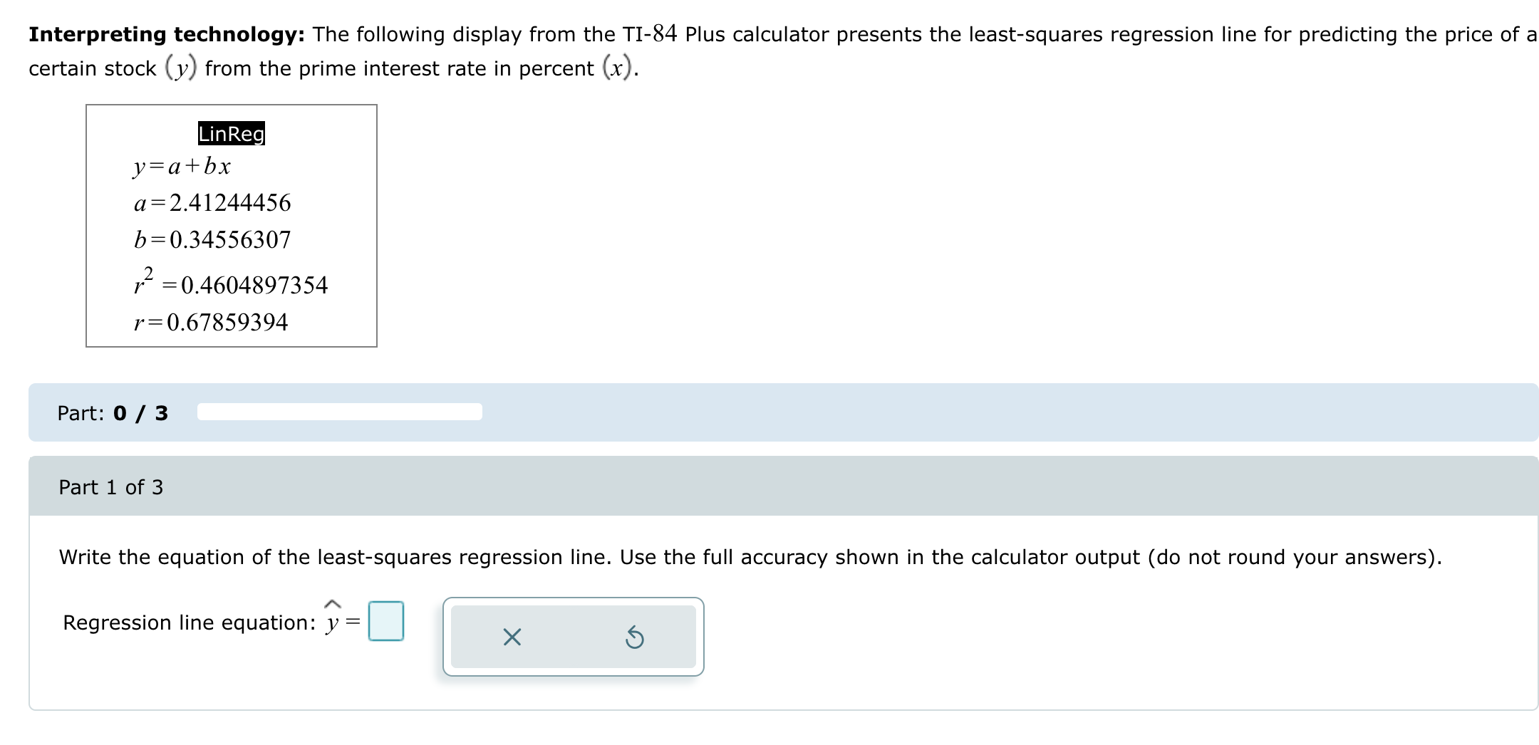 Solved Write the equation of the least-squares regression | Chegg.com