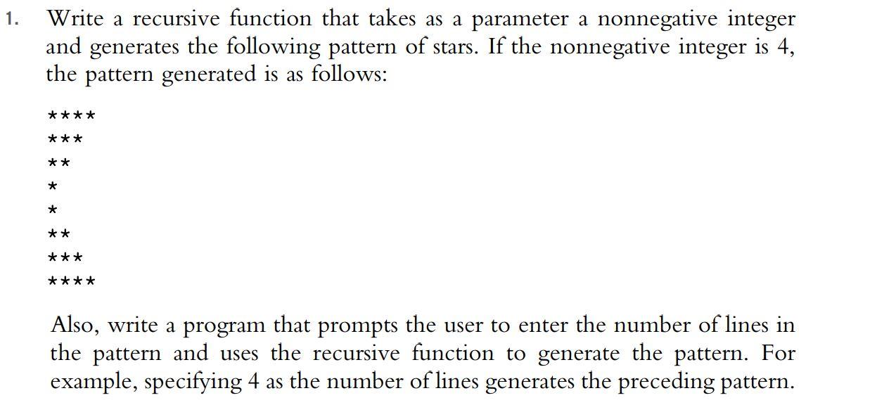 Solved 1. Write a recursive function that takes as a | Chegg.com