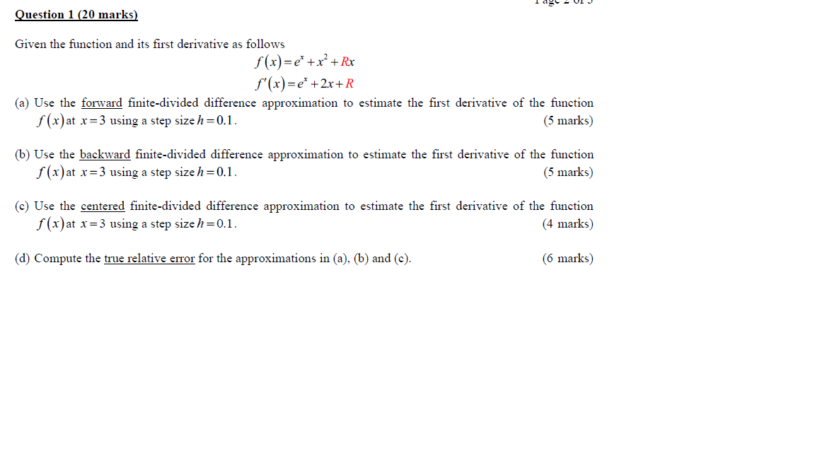 Solved Given thr function (forward, ﻿backward & centered) | Chegg.com