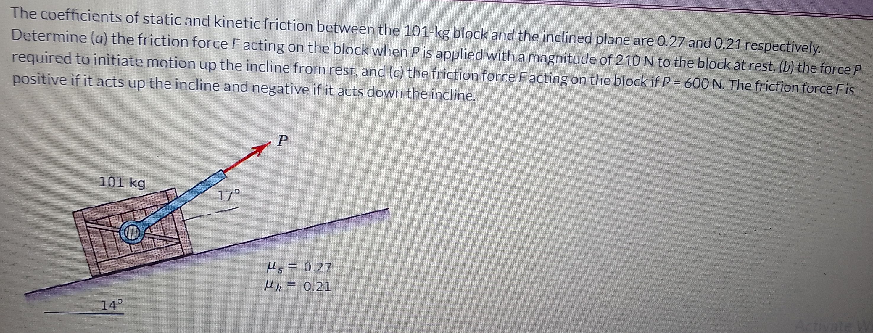 Solved The coefficients of static and kinetic friction | Chegg.com