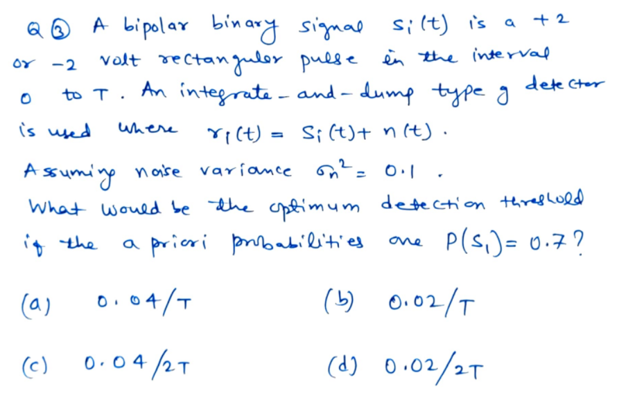 Solved OY -2 is used Where 2 ② A bipolar binary signal silt) | Chegg.com