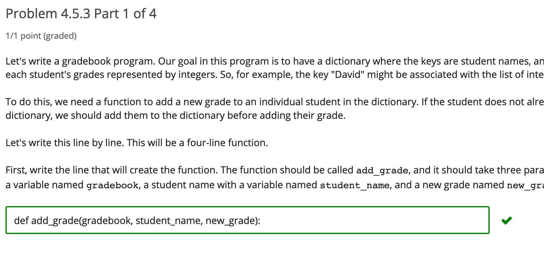 Solved Problem 4.5.3 Part 1 of 4 1/1 point (graded) Let's | Chegg.com