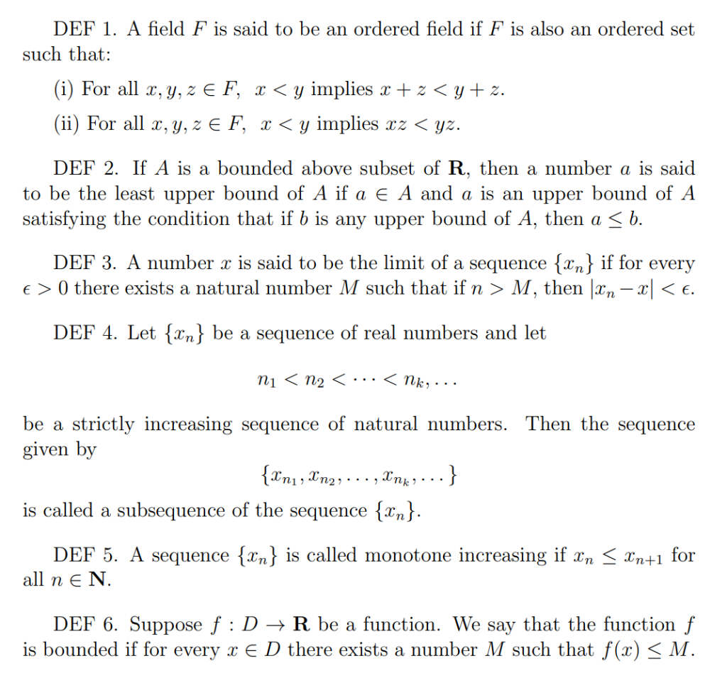Solved DEF 1. A field F is said to be an ordered field if F | Chegg.com