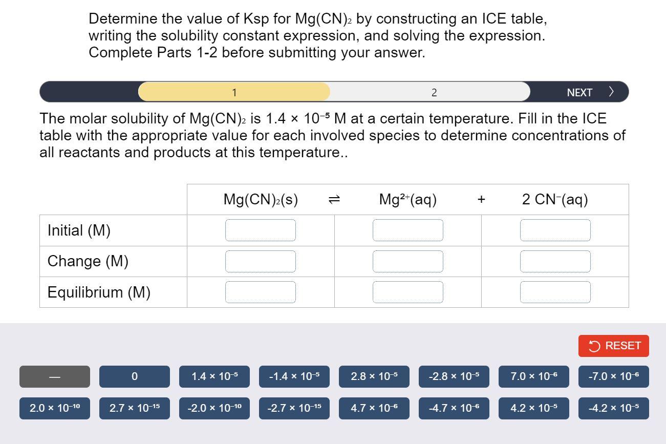 Solved Determine the value of Ksp for Mg(CN)2 by | Chegg.com