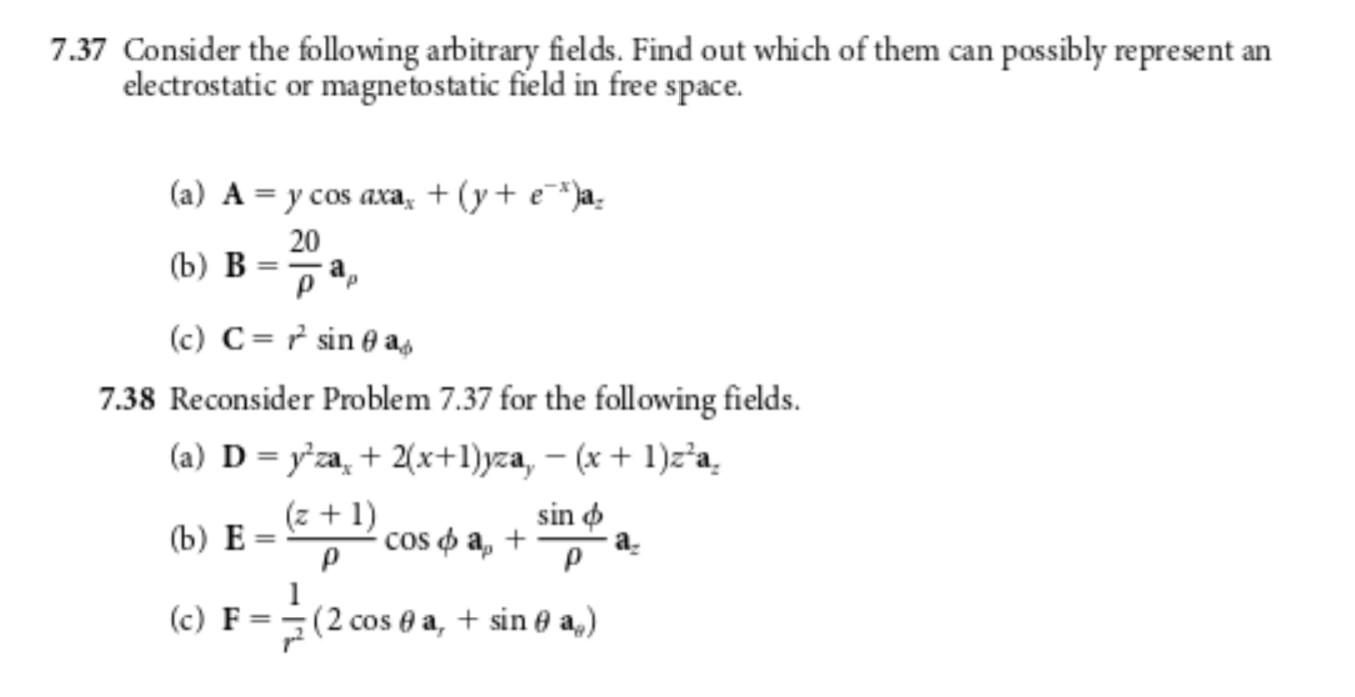 Solved 7.37 Consider the following arbitrary fields. Find | Chegg.com