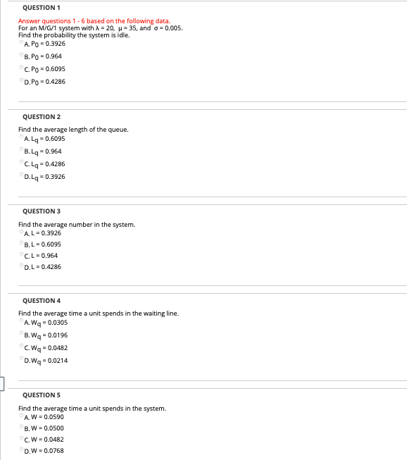 Solved QUESTION 1 Answer questions 1 - 6 based on the | Chegg.com