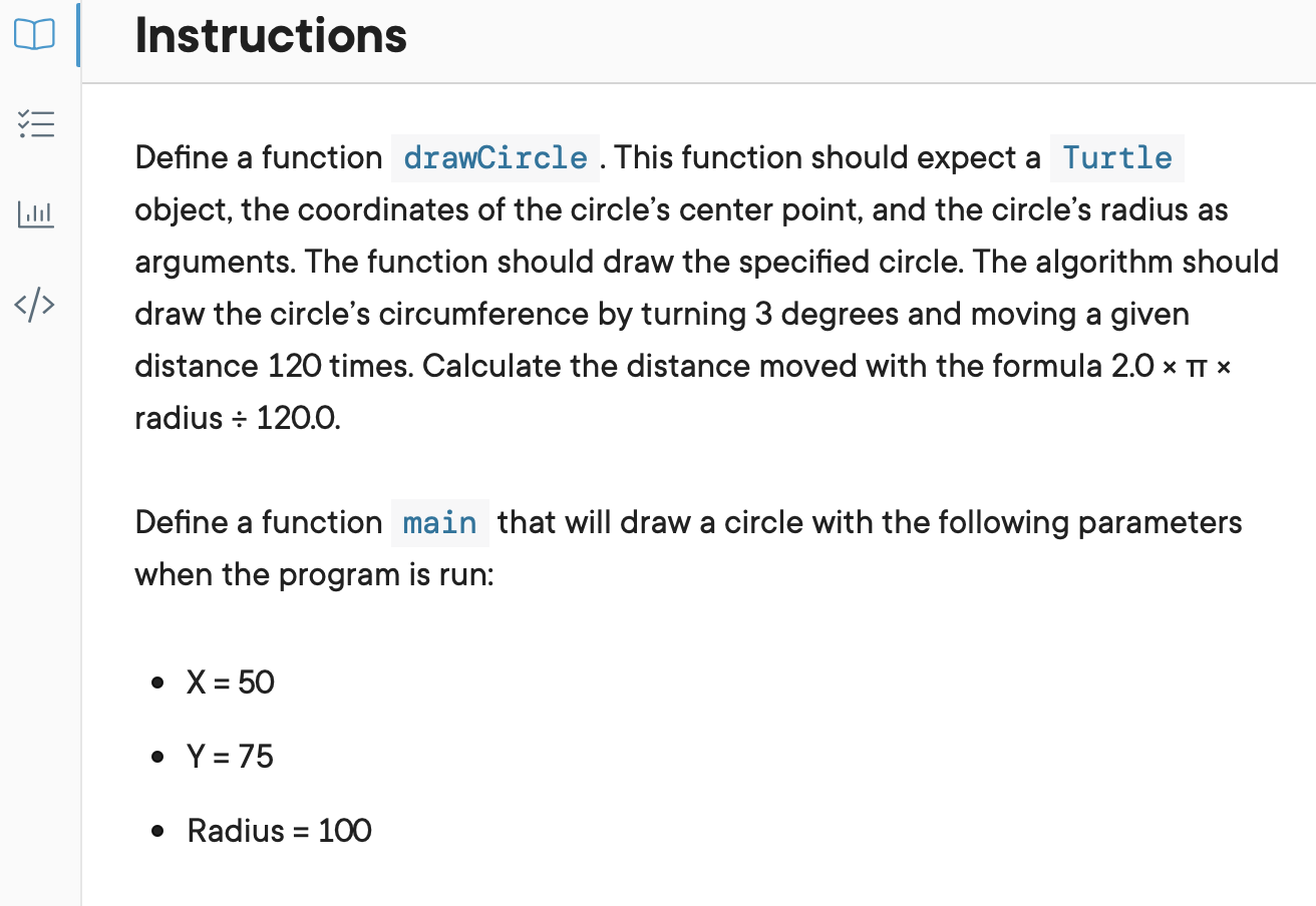 Solved Instructions !!! || Define a function drawCircle . | Chegg.com