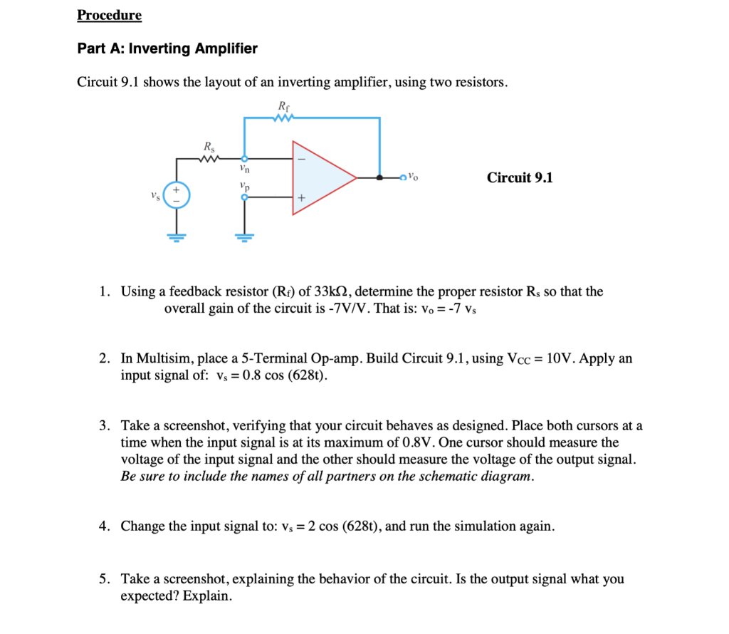 Solved Circuit 9.1 shows the layout of an inverting | Chegg.com