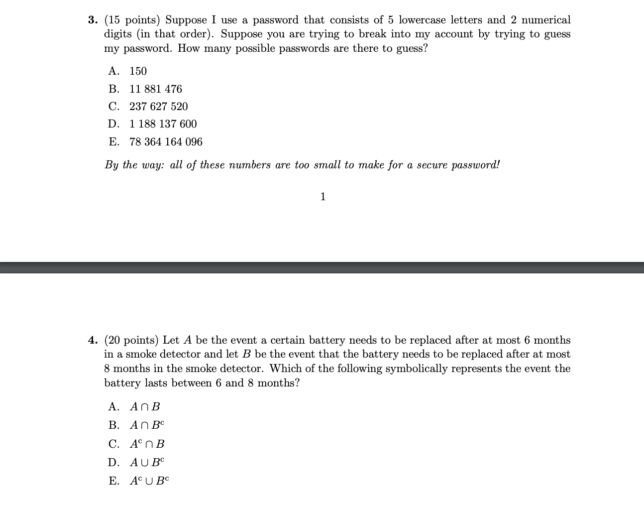 Solved 3. (15 points) Suppose I use a password that consists | Chegg.com