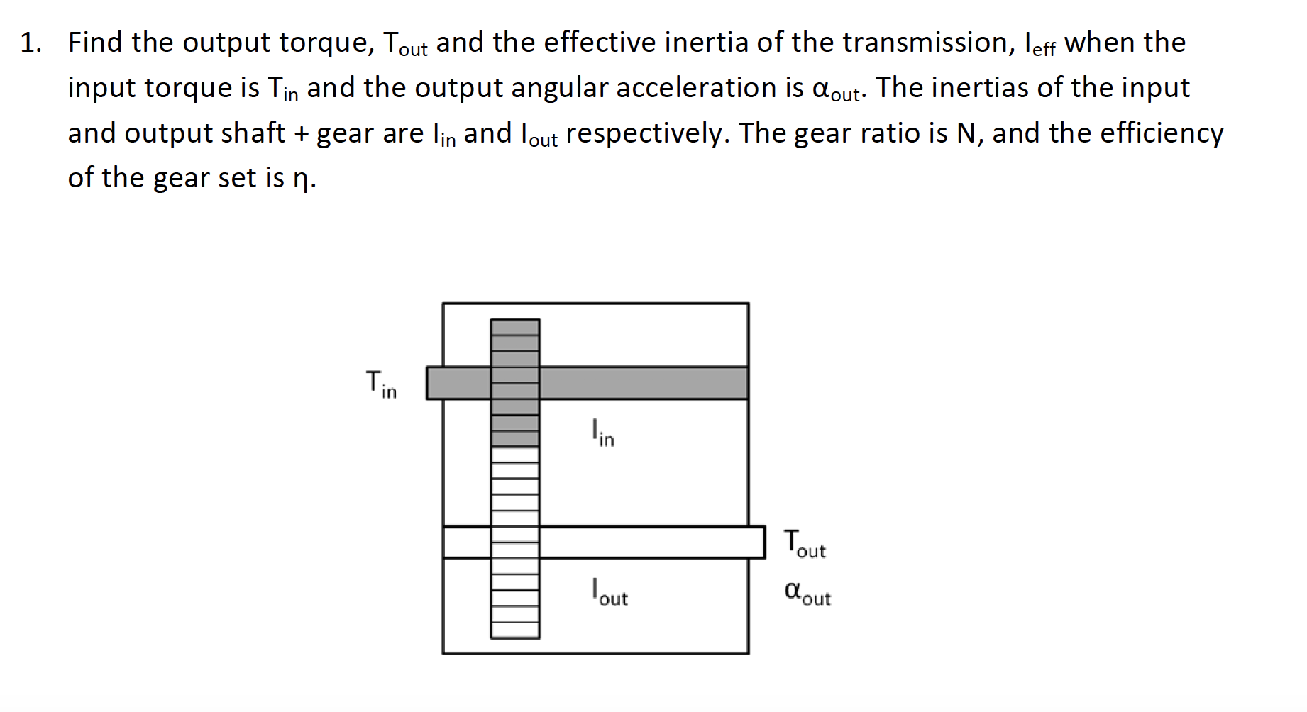 1. Find the output torque, Tout and the effective | Chegg.com