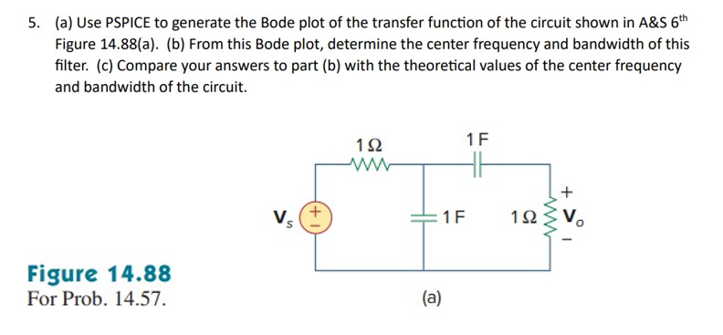 5. (a) Use PSPICE to generate the Bode plot of the | Chegg.com