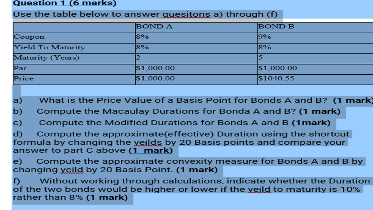 Solved a) What is the Price Value of a Basis Point for Bonds | Chegg.com