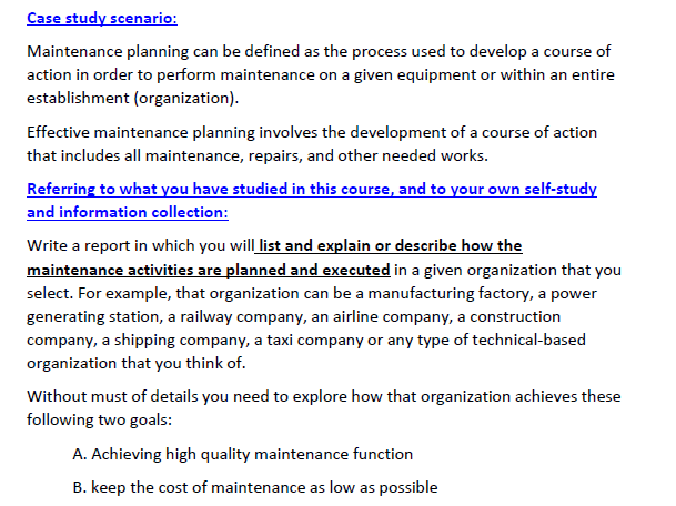 Solved topic: maintenance for industrial eng choose 2 | Chegg.com