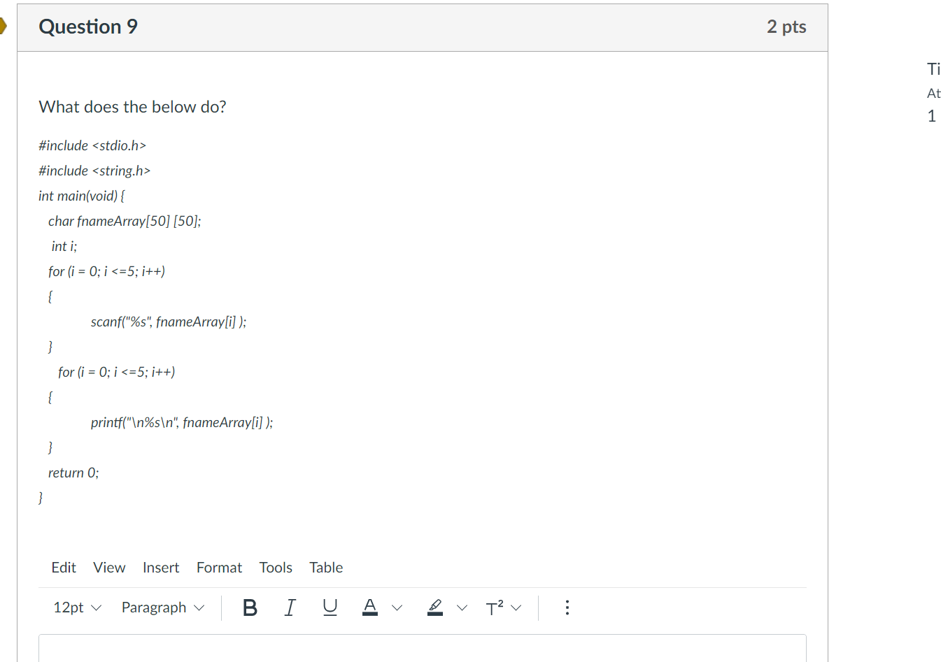 Solved What does the below do? \#include \#include int | Chegg.com