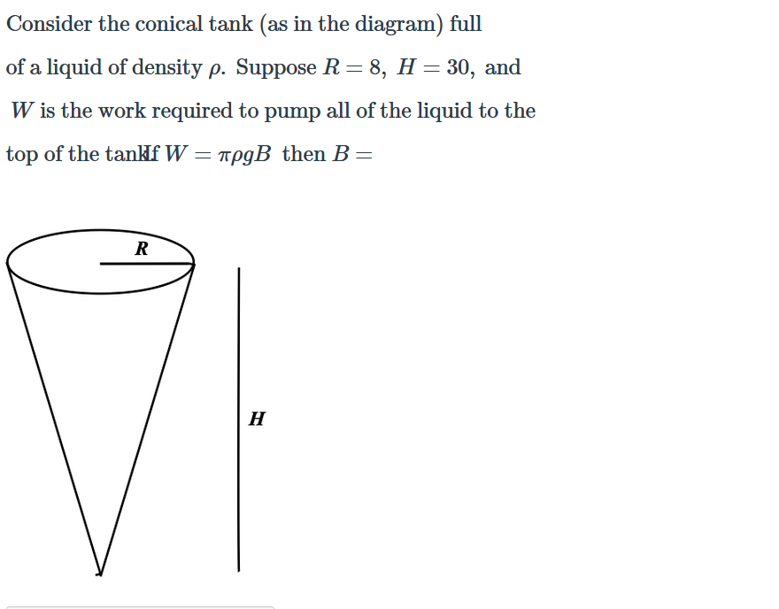 Solved Consider the conical tank (as in the diagram) full of | Chegg.com