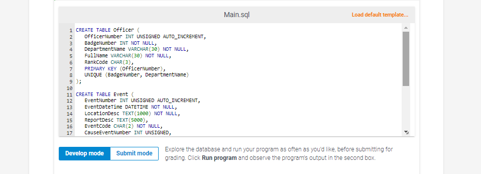 Solved PLEASE HELP! The SQL below creates the Officer and | Chegg.com