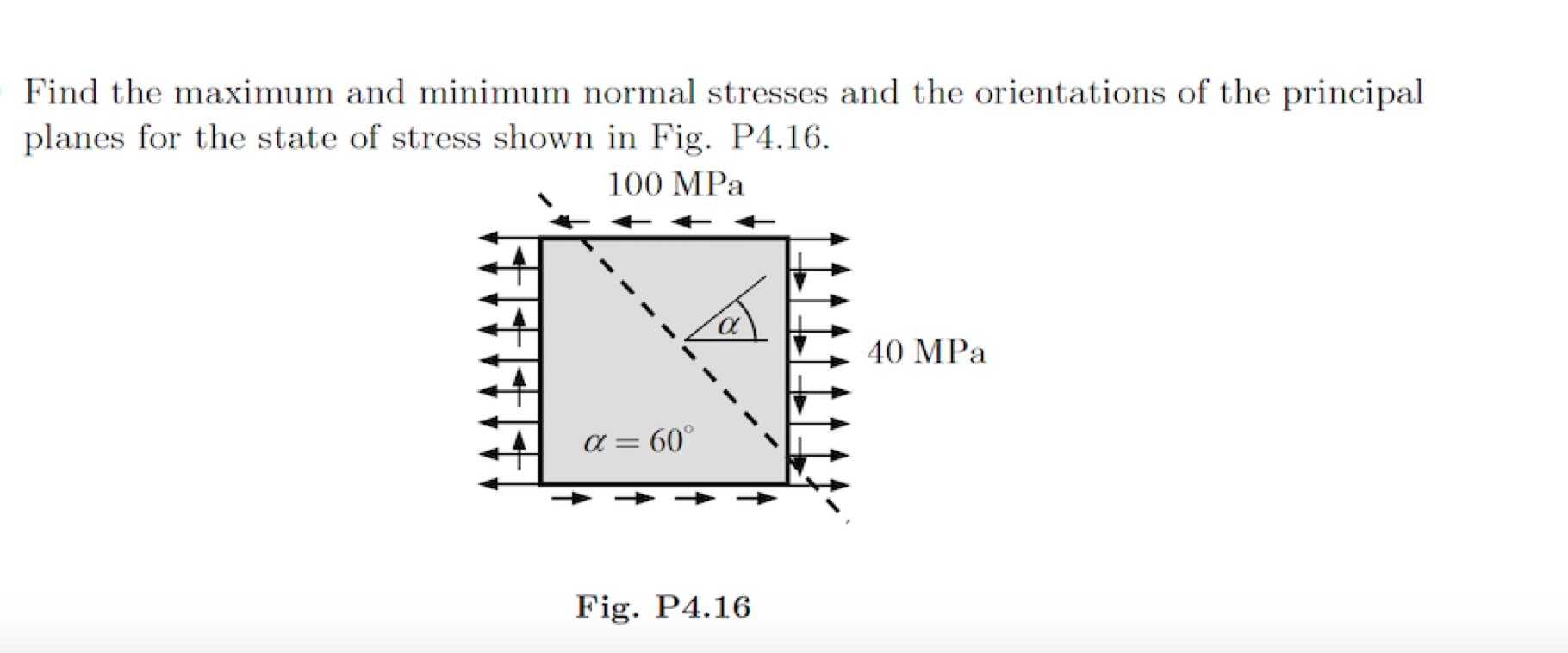 Solved Find the maximum and minimum normal stresses and the | Chegg.com