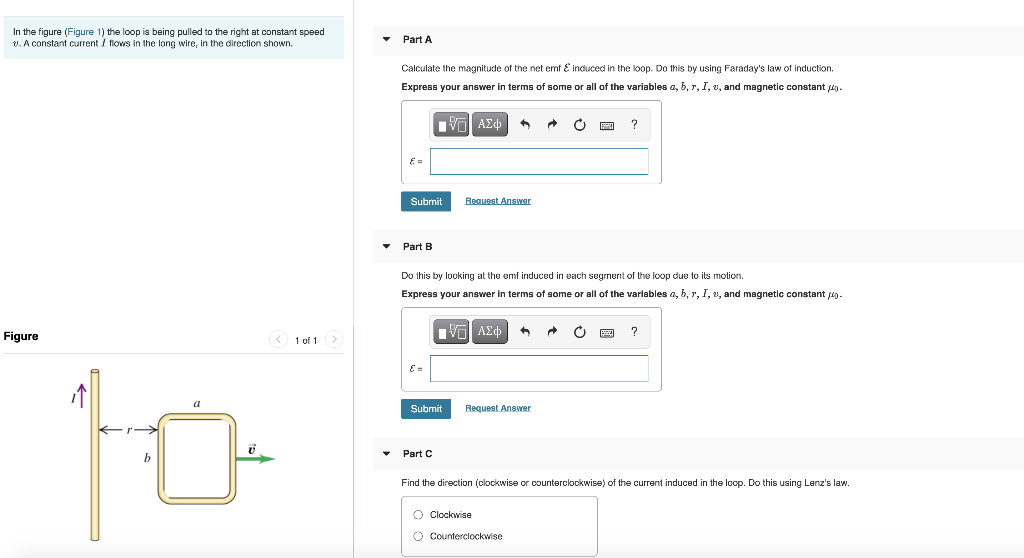 Solved In the figure (Figure 1) the loop is being pulled to | Chegg.com