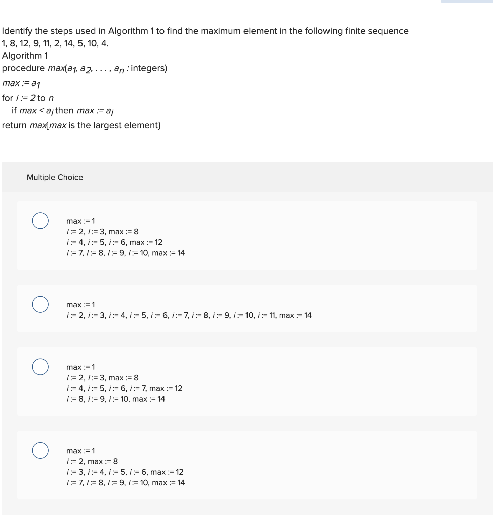 Solved ldentify the steps used in Algorithm 1 to find the | Chegg.com