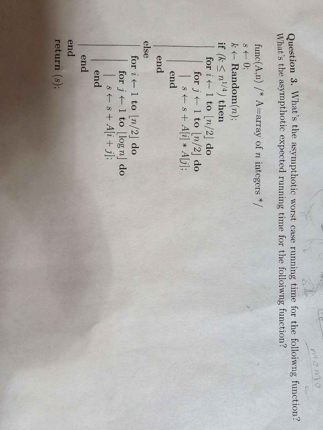 Solved Question 3. ﻿What's the asympthotic worst case | Chegg.com