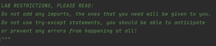 Solved LAB RESTRICTIONS, PLEASE READ: Do not add any | Chegg.com