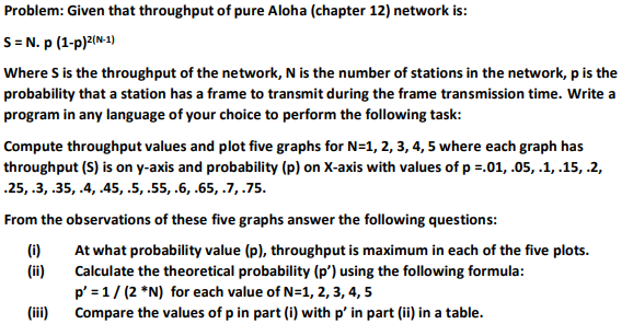 Problem: Given that throughput of pure Aloha (chapter | Chegg.com