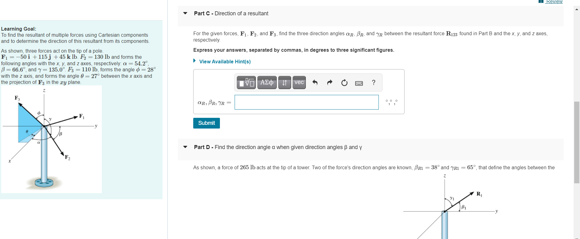 Solved Part A - Resultant of adding F1 and F3 Find the | Chegg.com