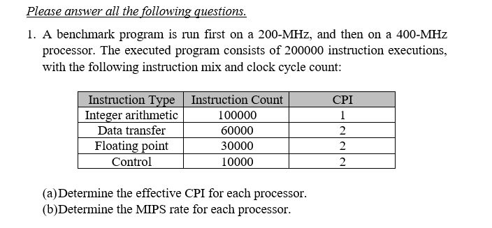 Solved Please answer all the following questions.A benchmark | Chegg.com