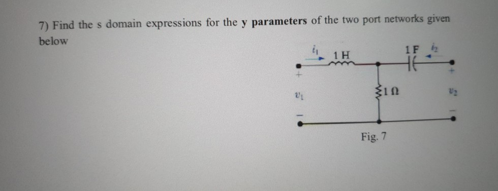 Solved 7) Find the s domain expressions for the y parameters | Chegg.com
