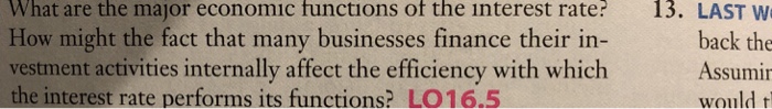 Solved What are the major economic functions of the interest | Chegg.com