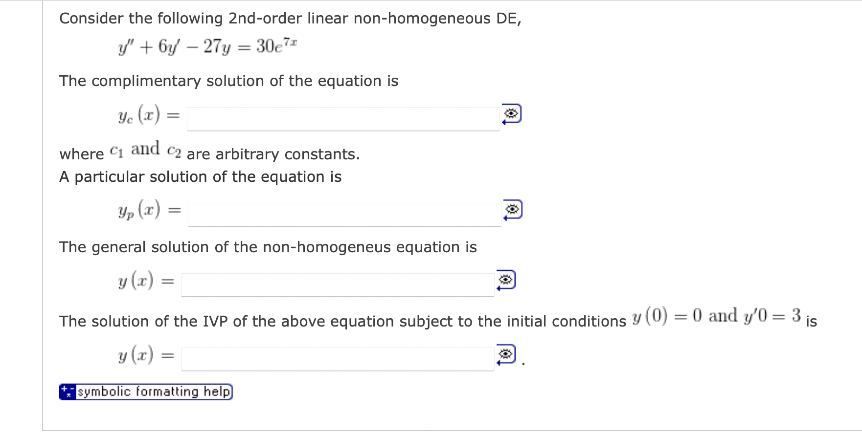Solved Consider the following 2nd-order linear | Chegg.com