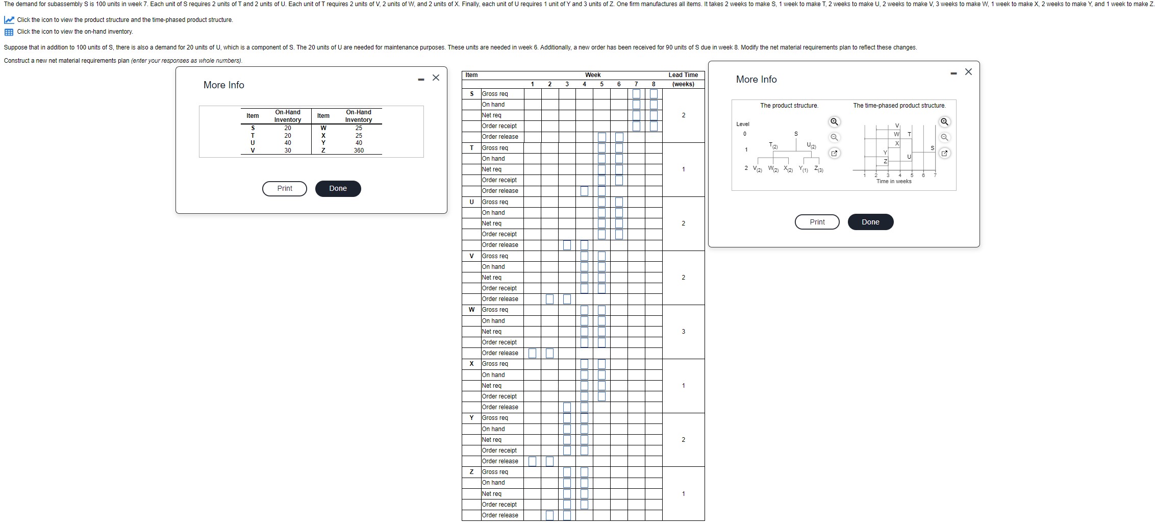 Solved ﻿Click the icon to view the product structure and | Chegg.com