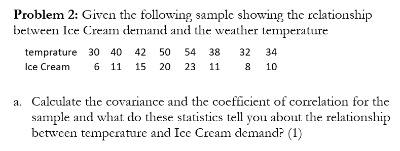 Solved Problem 2: Given the following sample showing the | Chegg.com