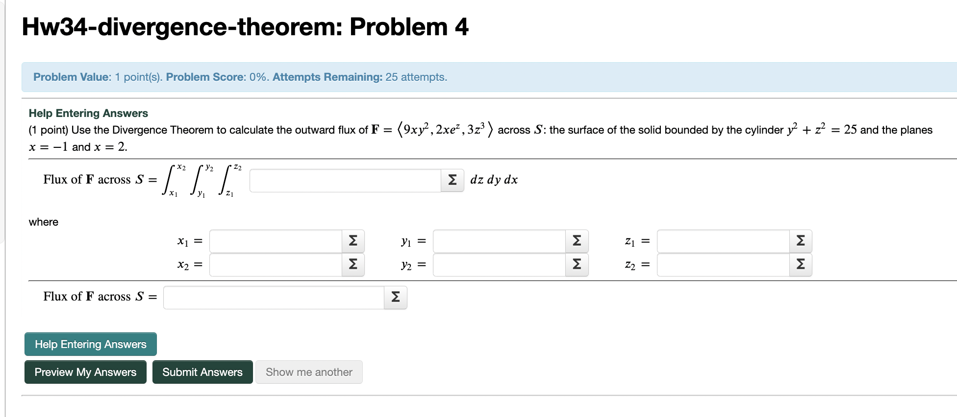 Solved Hw34-divergence-theorem: Problem 4 Problem Value: 1 | Chegg.com
