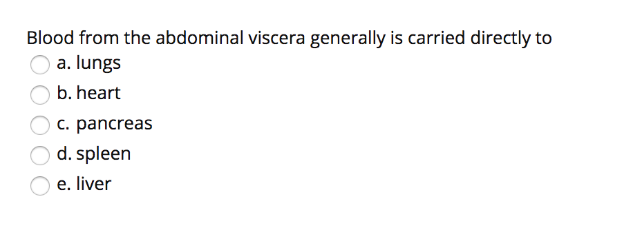 Solved Blood from the abdominal viscera generally is carried | Chegg.com