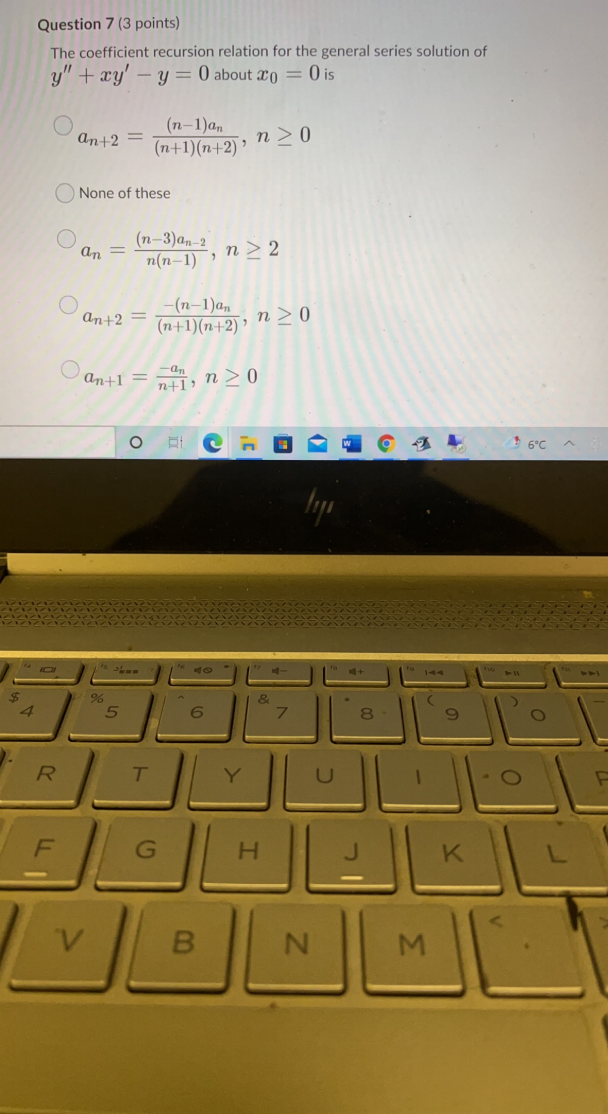 Solved Question 7 (3 points) The coefficient recursion | Chegg.com