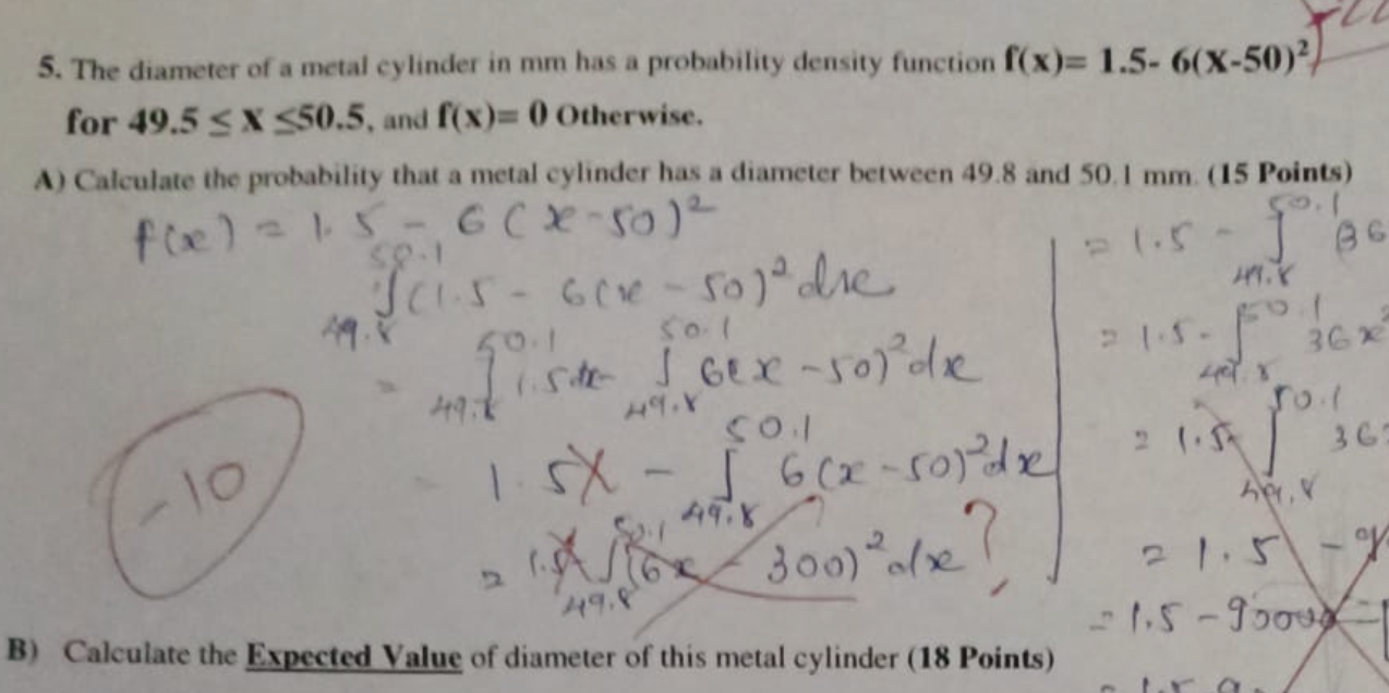 Solved 5. The diameter of a metal cylinder in mm has a | Chegg.com
