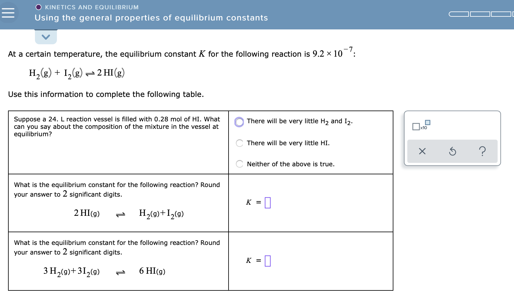 Solved O KINETICS AND EQUILIBRIUM Using the general | Chegg.com