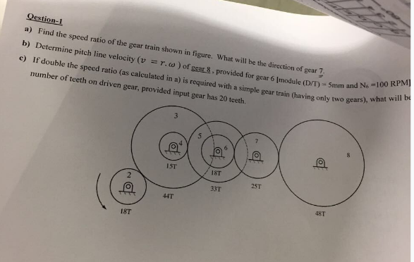 Solved Qestion-1 a) Find the speed ratio of the gear train | Chegg.com